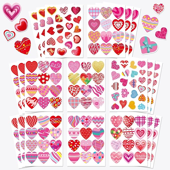 Amazon.com: 336 PCS Valentines Stickers, Valentines Heart Stickers for ...