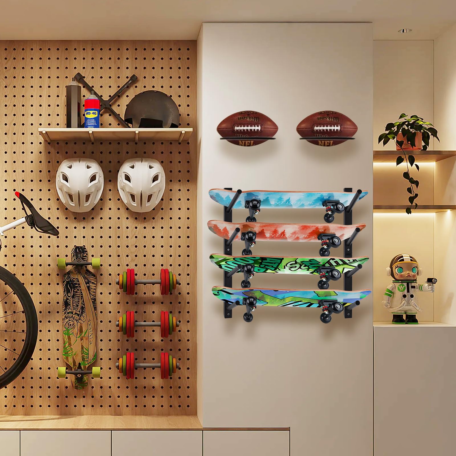 Skateboard Display Rack Longboard Hanger Horizontal Storage BiJun ...