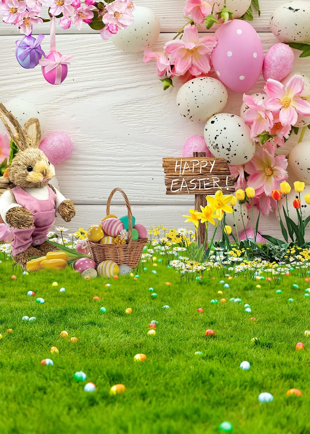 Amazon.com : CHAIYA 5X7FT Easter Backdrop Spring Easter Photography ...
