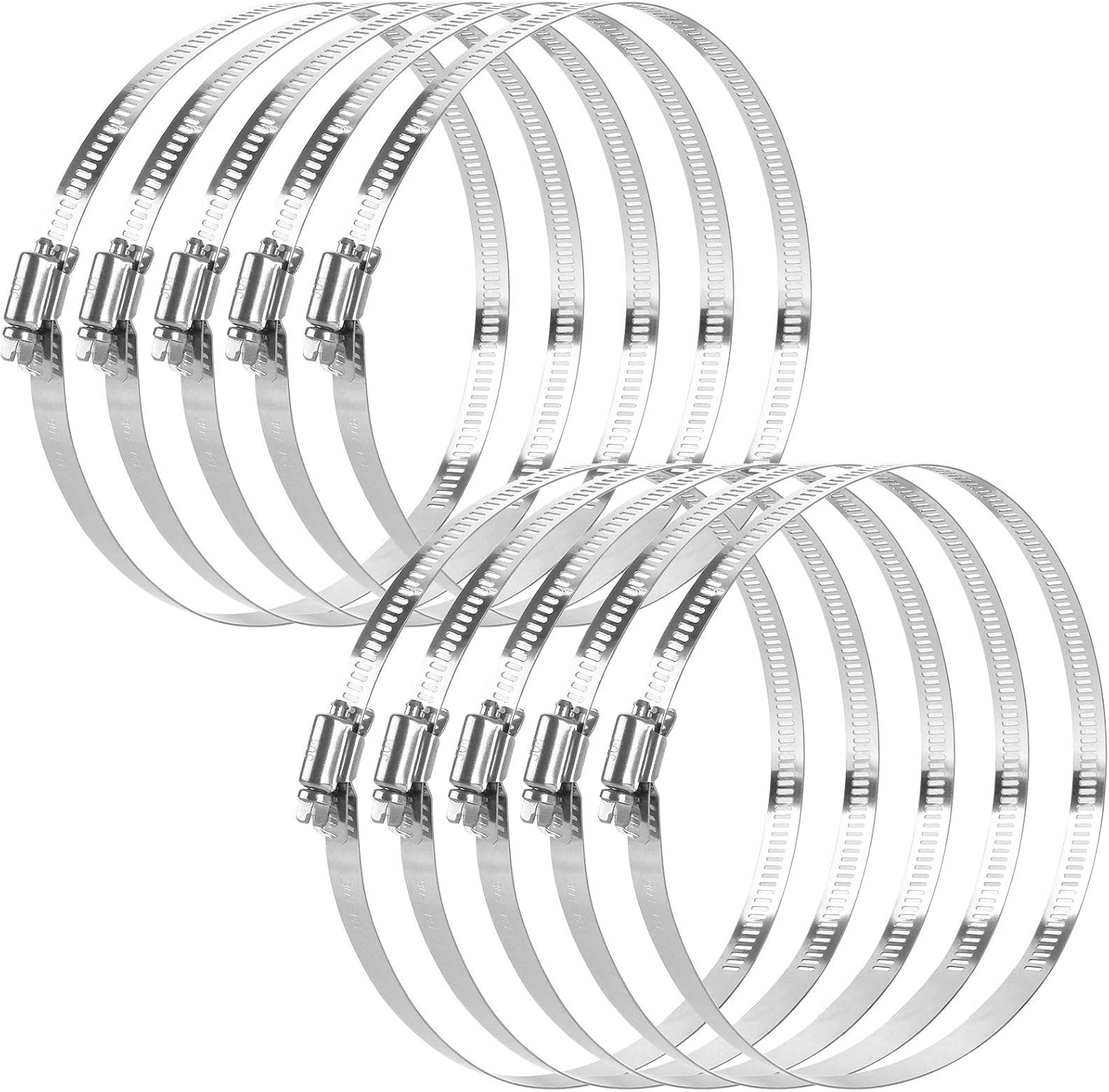 LANIAKEA 6 Inch Hose Clamps, 10 Pack 304 Stainless Steel Duct Clamps ...