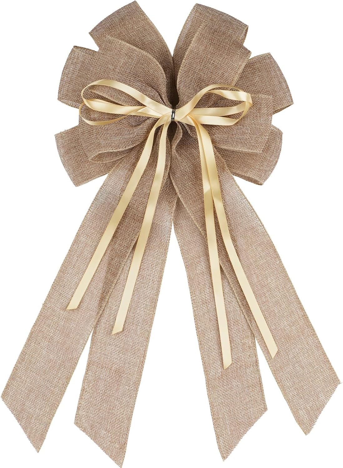 Amazon.com: YKW Large Linen Brown Burlap Bow for Wreath 20x11 Inch ...