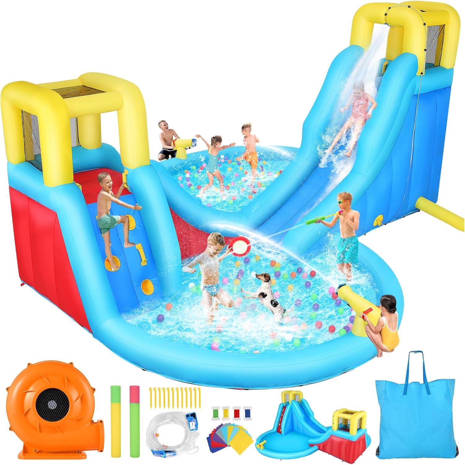 Amazon.com: AKEYDIY Mega Slide N’ Go Inflatable Water Slide Park –Water ...
