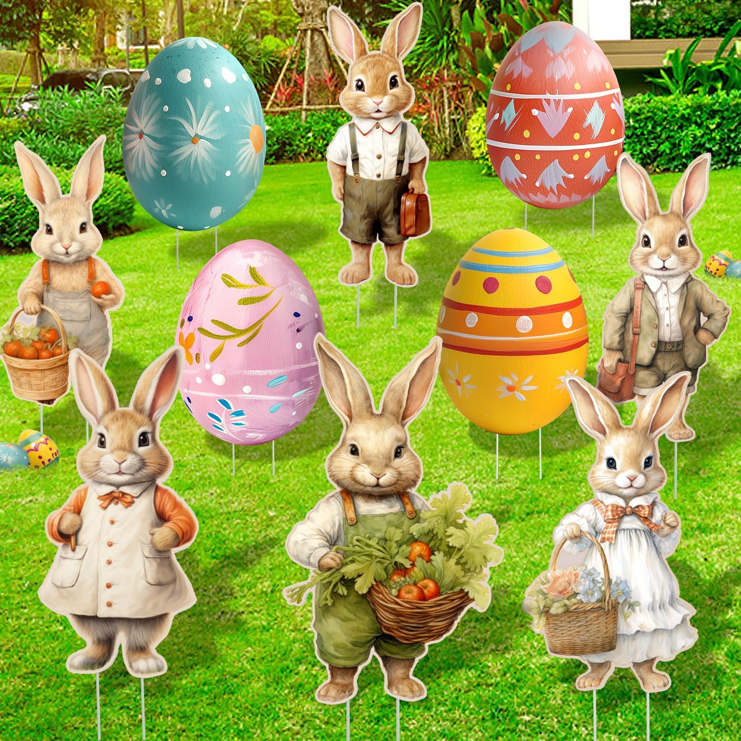 Amazon.com: XIFAN 8 Pcs Easter Bunny Yard Decorations Outdoor, Bunnies ...
