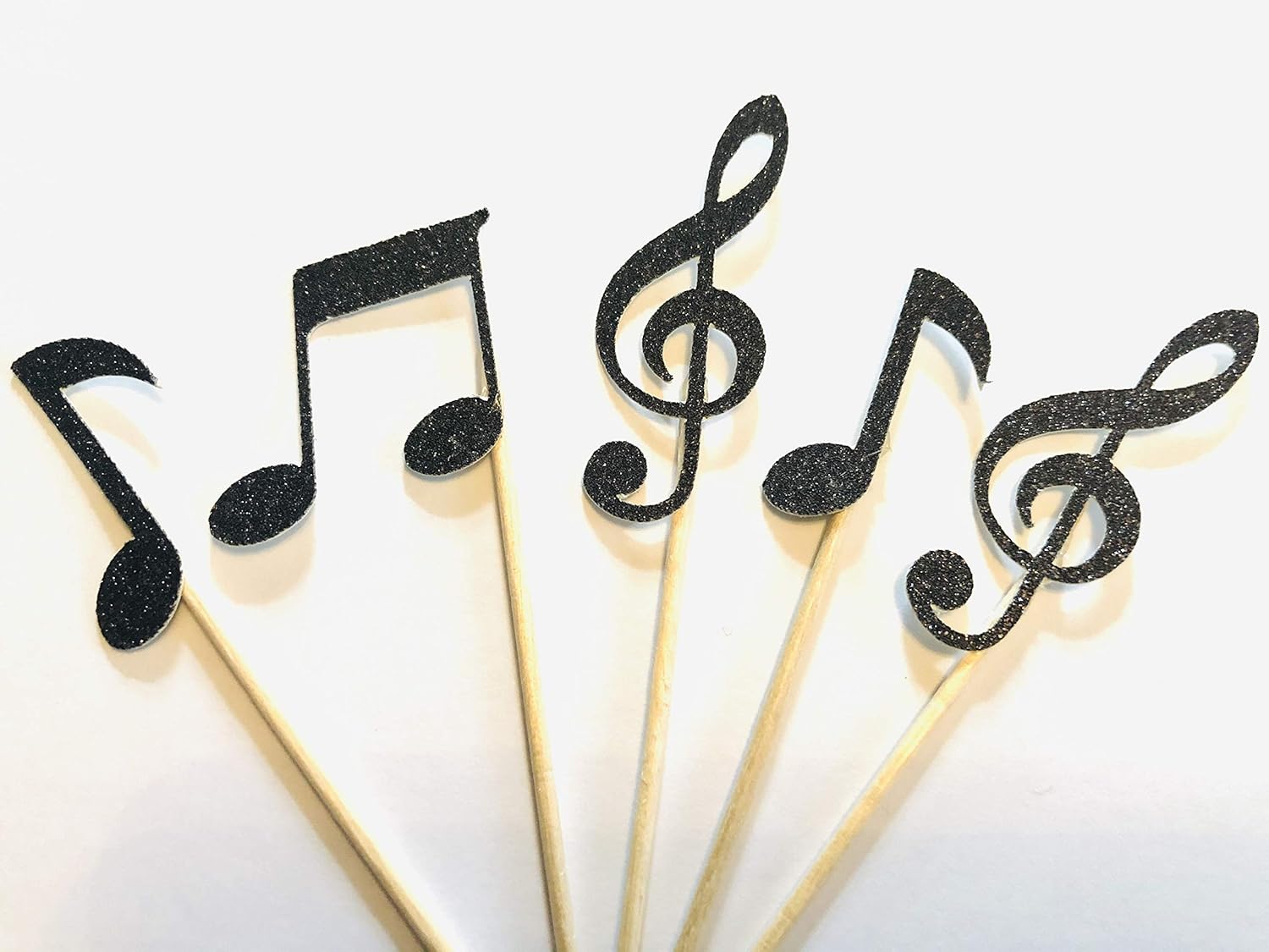 12 x Black Music Note Cupcake Toppers, Birthday Cupcake Toppers ...