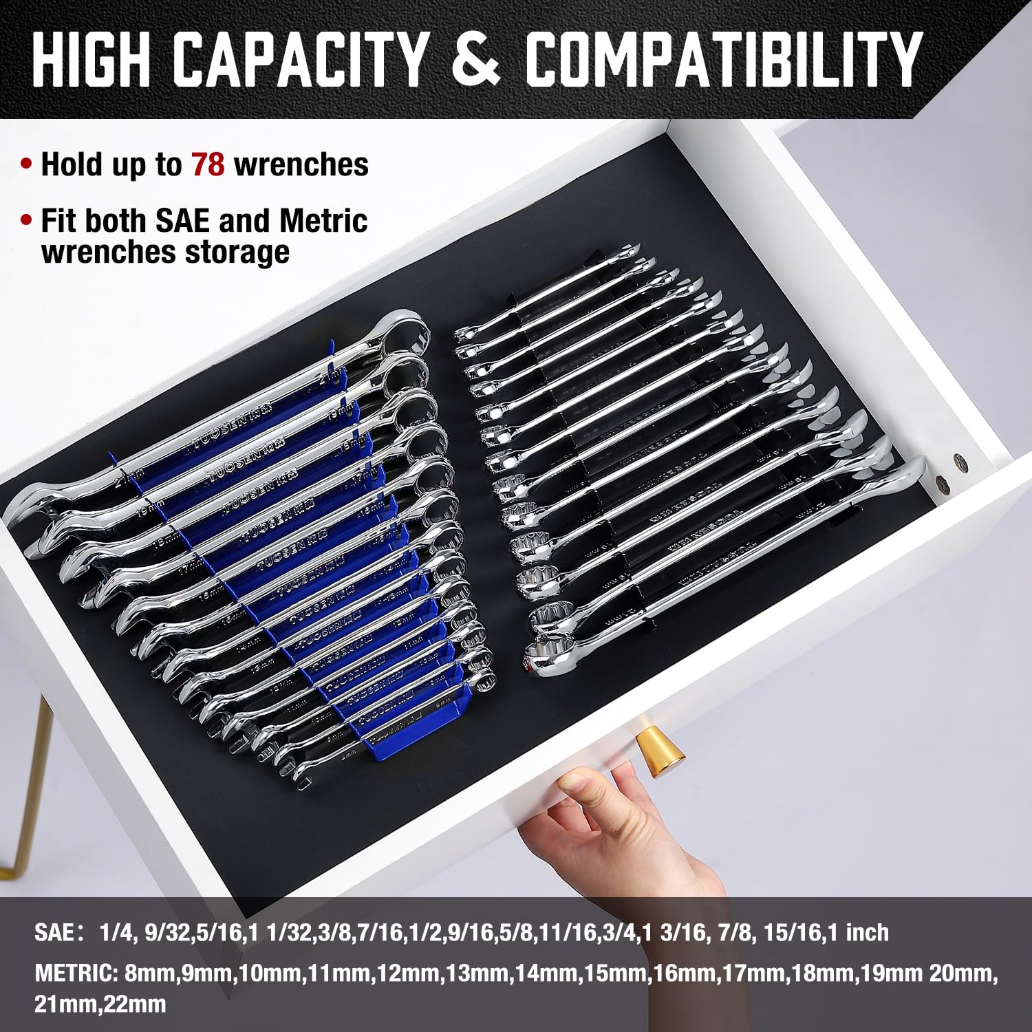Snapklik.com : ALOANES 78-Slot Metal Wrench Organizer, Heavy Duty ...
