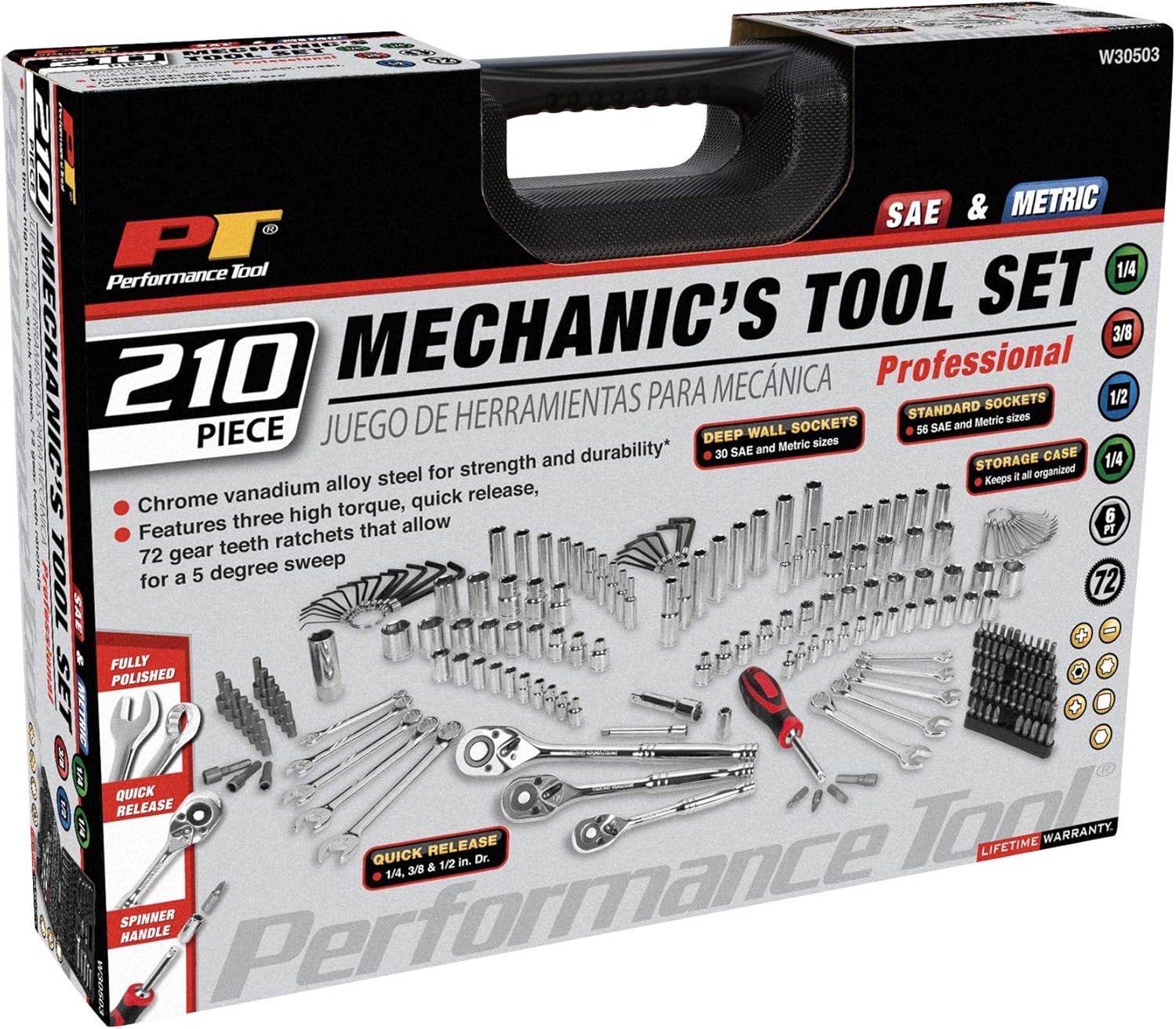 Amazon.com: Performance Tool W30503 210pc Mechanic's Tool Set : Tools ...