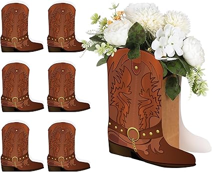 Amazon.com: Weekgrat 8 Set Brown Western Cowboy Boots Flower Boxes ...