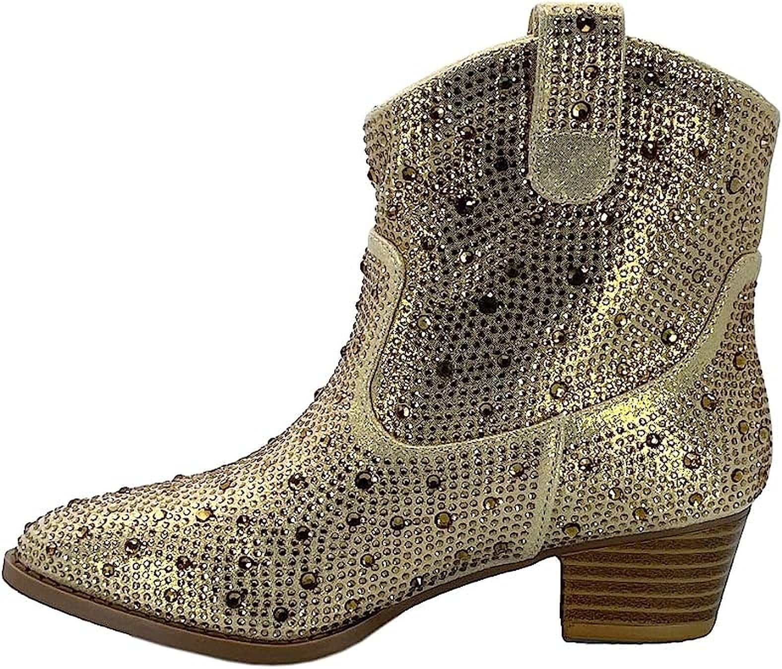 Snapklik.com : Girls Rhinestone Cowboy Boots Kids Low Heel Dress ...