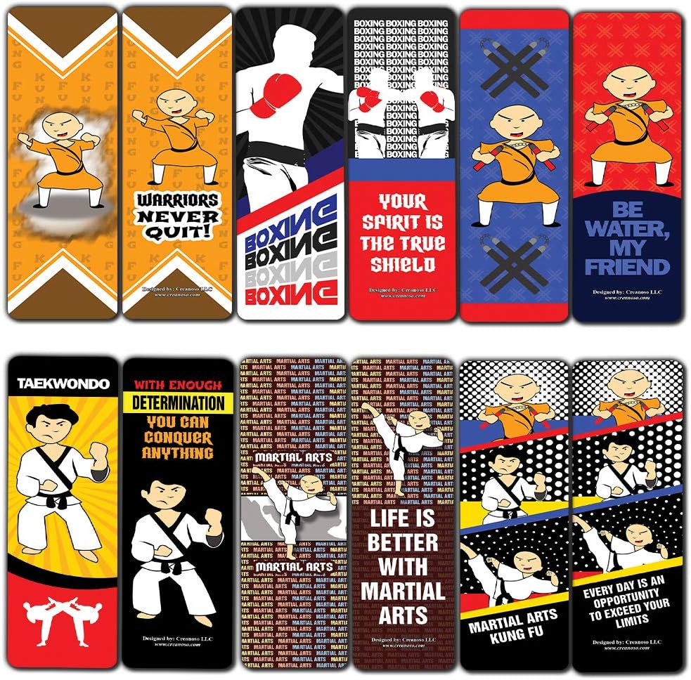 Martial Arts Kung Fu Cards (12-Pack) - Six Assorted Quality Bookmarker ...