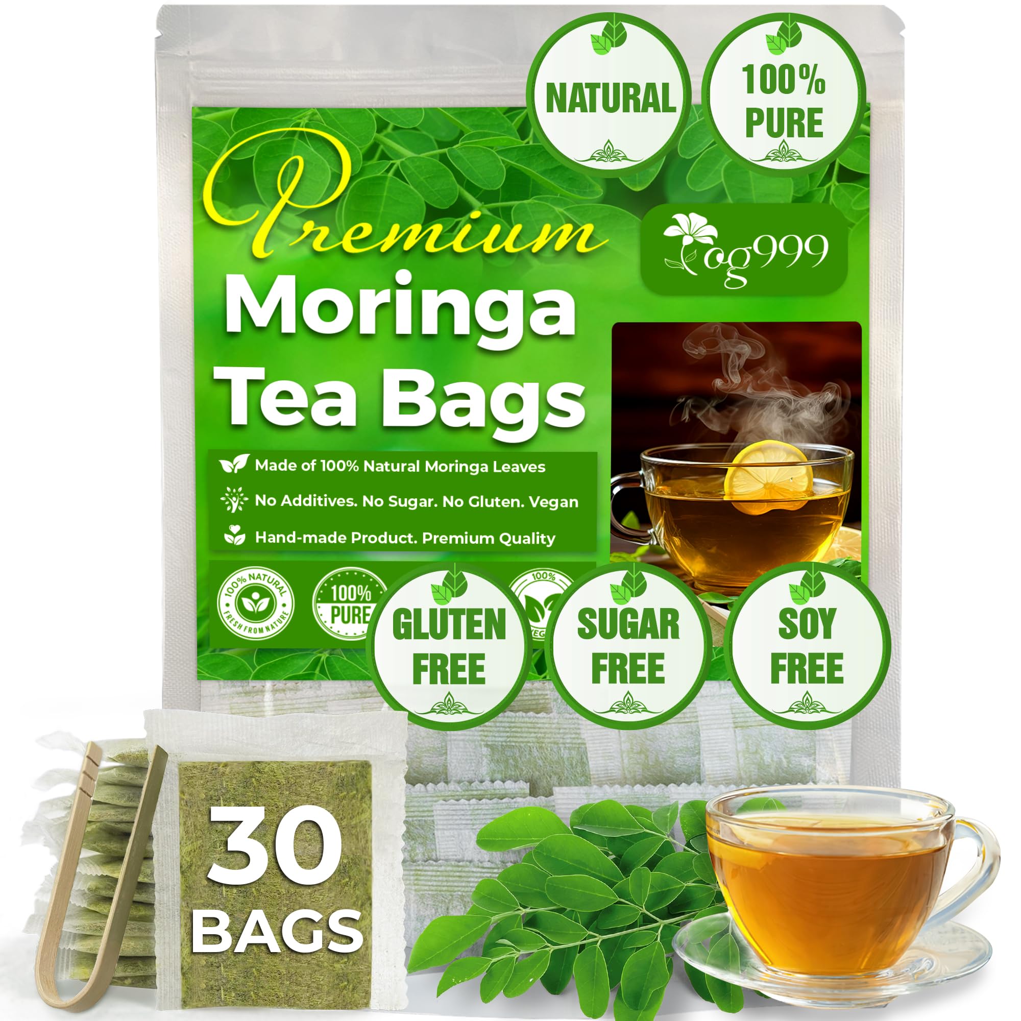 Amazon.com : TOG999, Premium 30 Moringa Leaf Tea Bags, 100% Natural ...