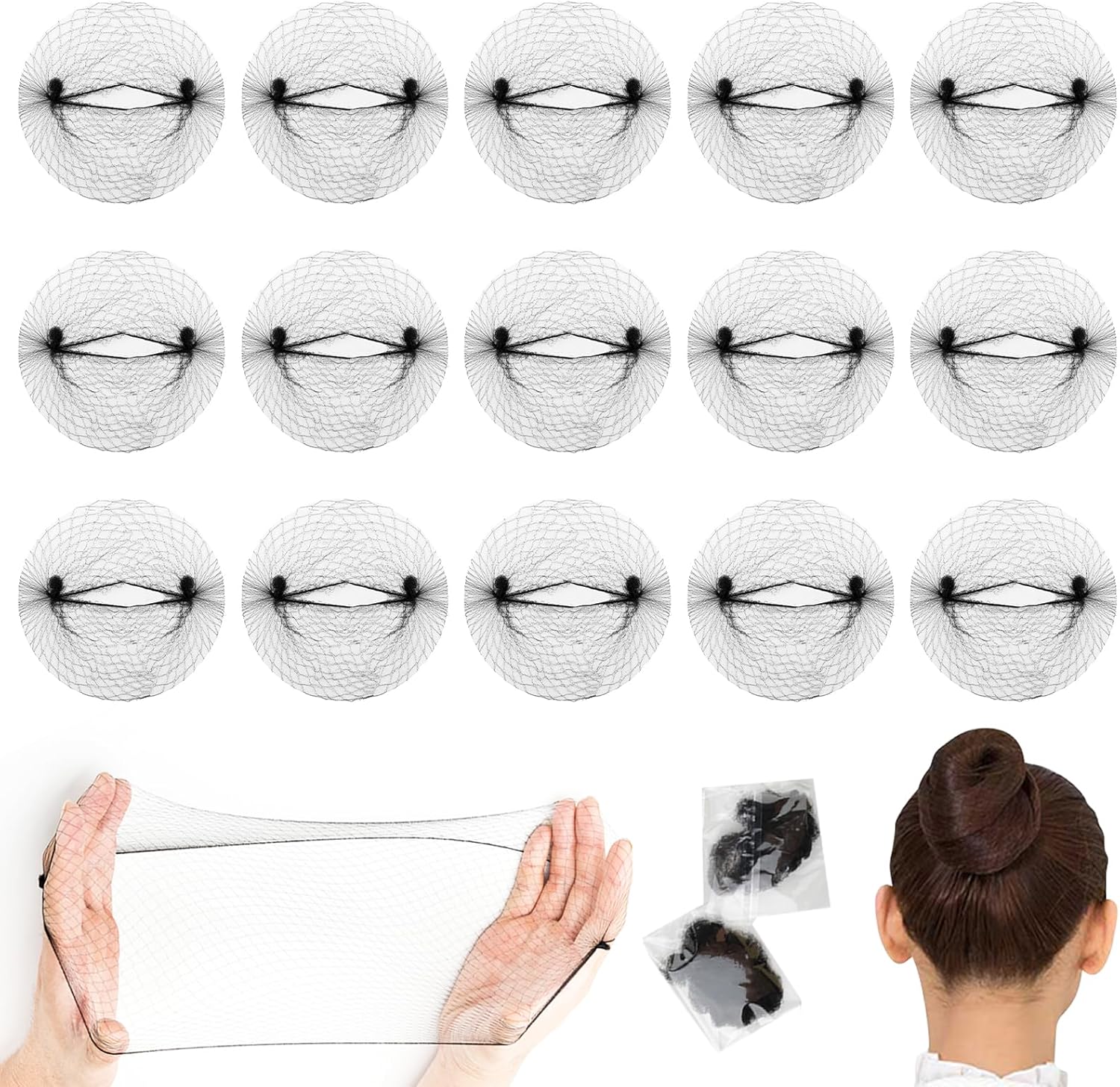 60Pcs Invisible Hair Net for Woman, Hair Nets for Women Buns, Reusable ...