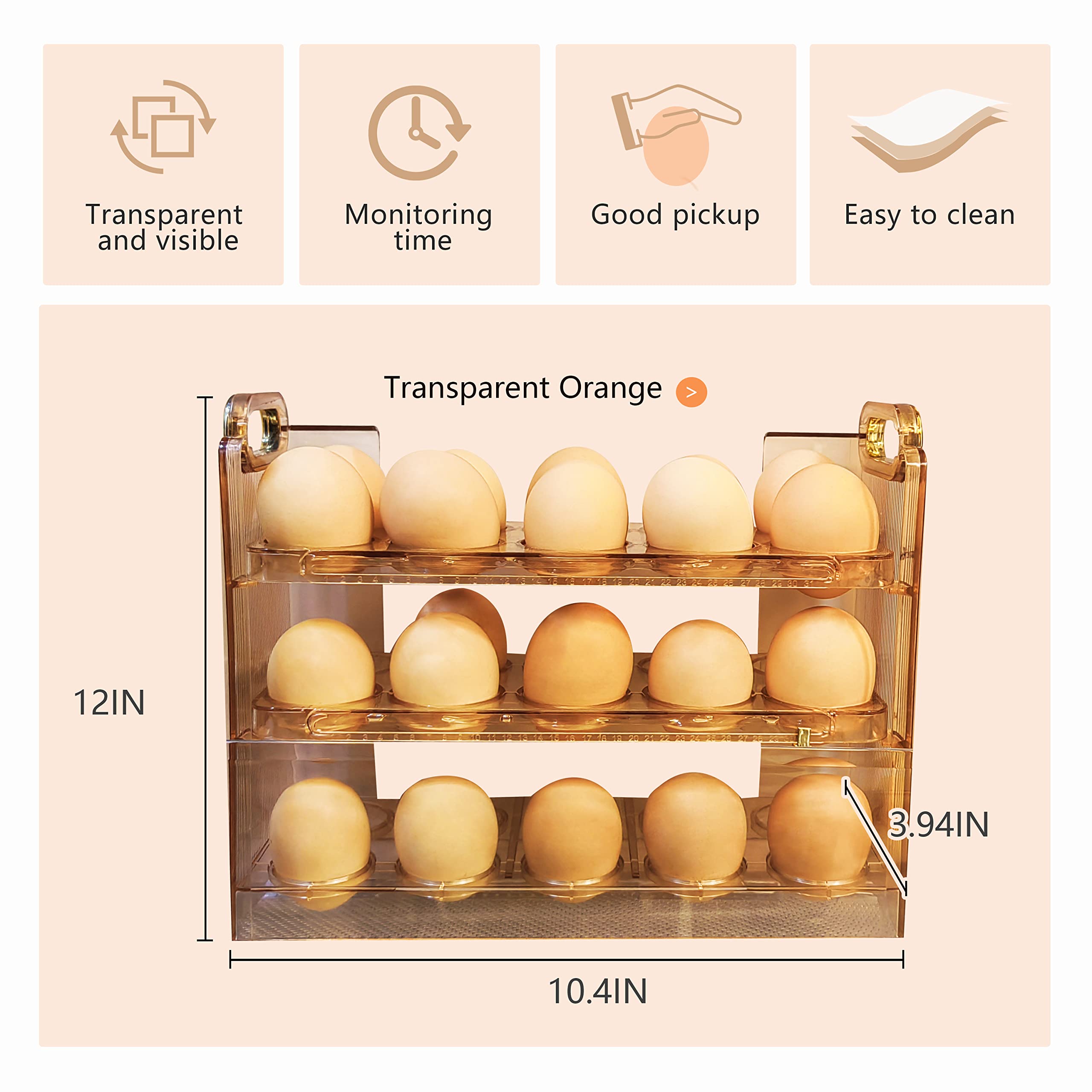 Egg Holder for Refrigerator, Flip Design 30 Eggs Organizer for ...