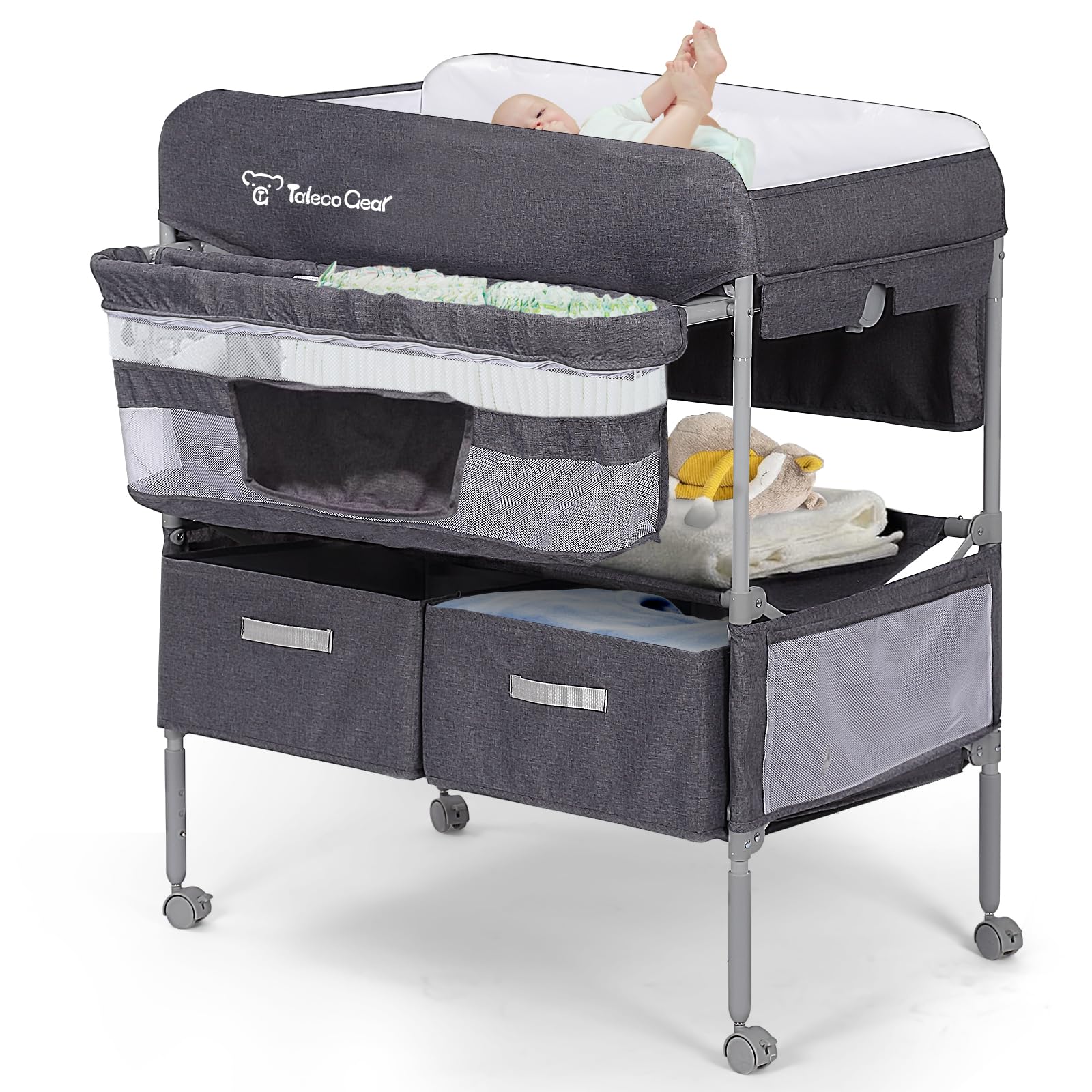 Baby Changing Table, Portable Changing Table with 2 Storage Baskets ...