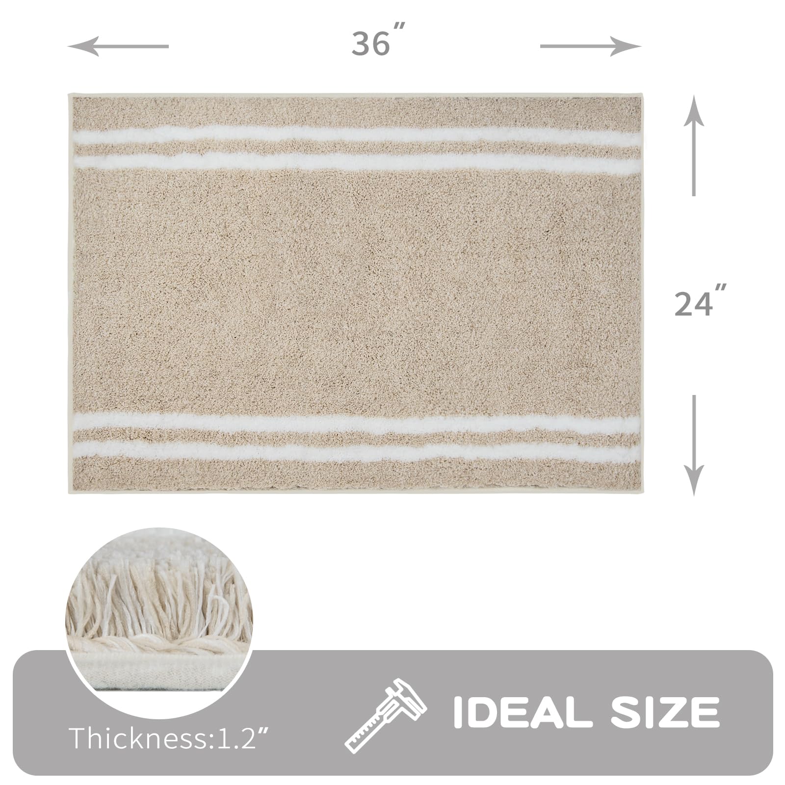 PURRUGS Non-Slip Bathroom Rug 24" x 36" - Super Absorbent & Quick Dry ...