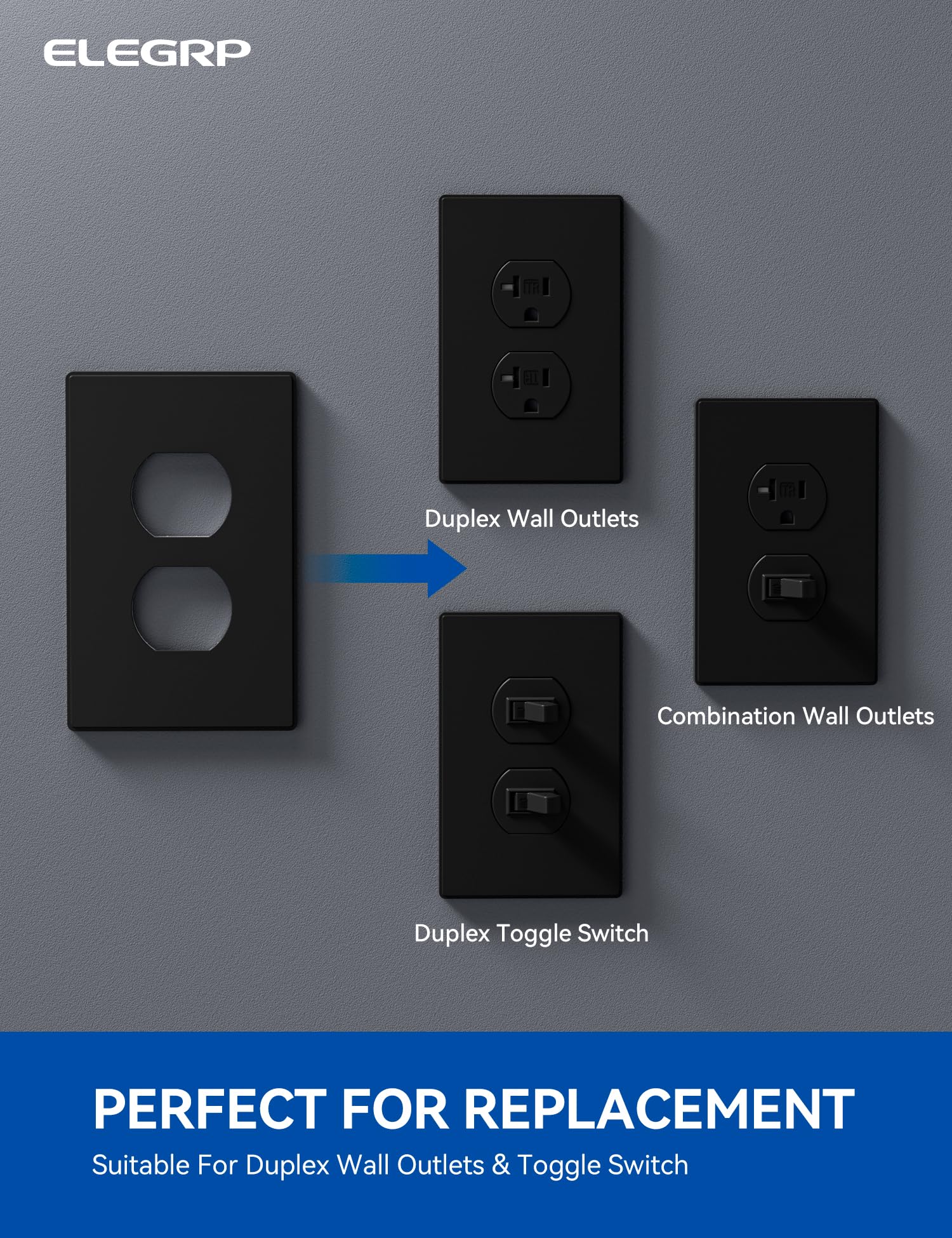 Snapklik.com : ELEGRP 1-Gang Screwless Duplex Wall Plates, Mid-Size ...