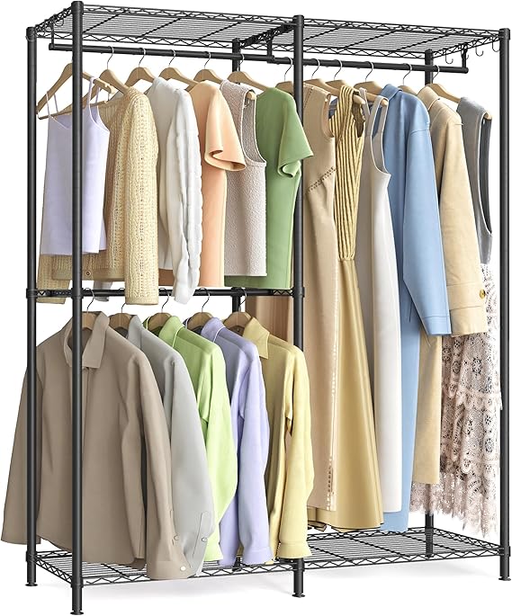 SONGMICS Clothes Rack, Wardrobe Closet, Metal Clothing Racks, Heavy ...