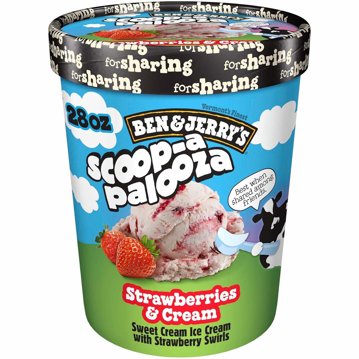 Amazon.com: Ben & Jerry's Strawberries & Cream Ice Cream Non-Gmo 28 Oz ...