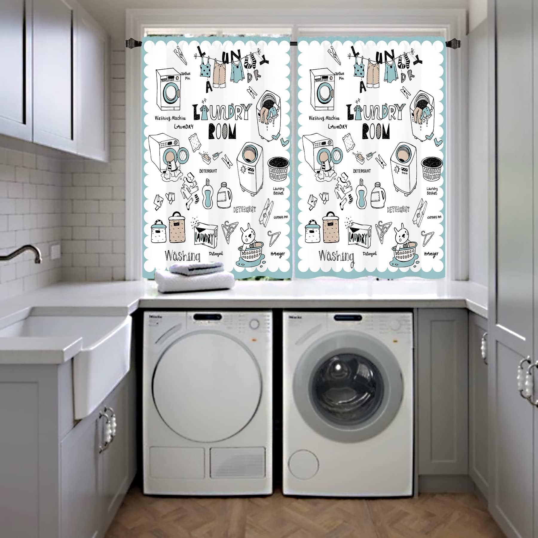 Amazon.com: TPMDFC Laundry Room Shower Curtain, 72x72 inch Polyester ...
