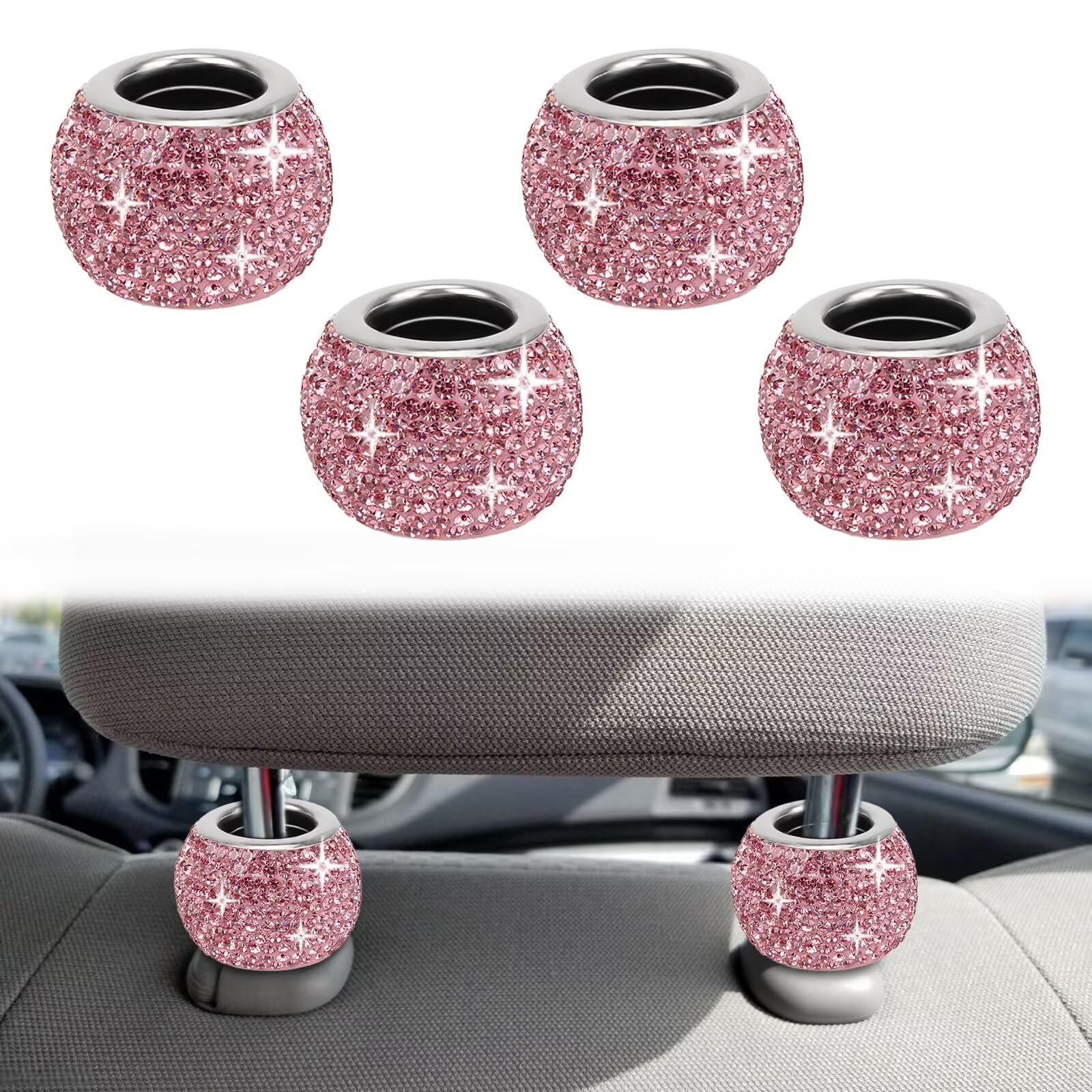 Amazon.com: 4 Pcs Car Headrest Collars, Bling Head Rest Collars Rings ...