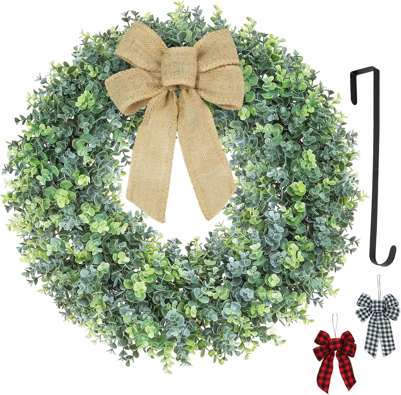 Amazon.com: Yueyela 18inch Spring Wreath,Boxwood Wreath for Front Door ...