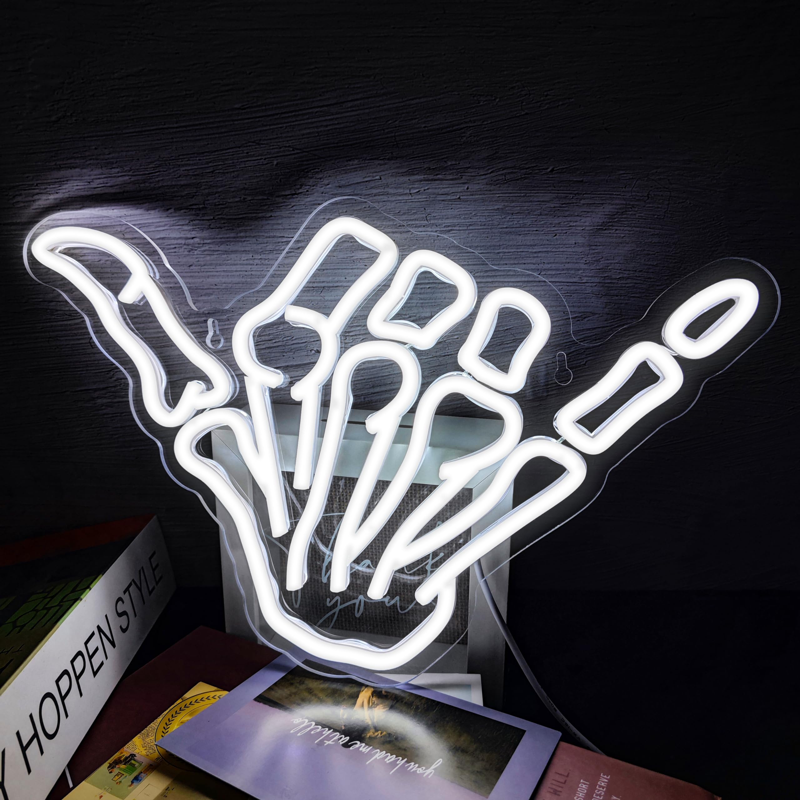 Amazon.com : Aloha Hand Neon Sign,Shaka Gesture Skeleton Hand Led Neon ...