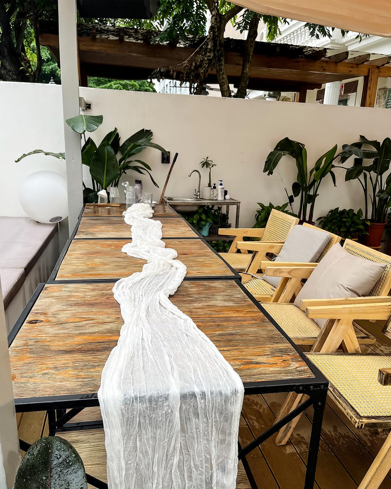 Snapklik.com : 3 Pack Cotton White Cheesecloth Table Runners