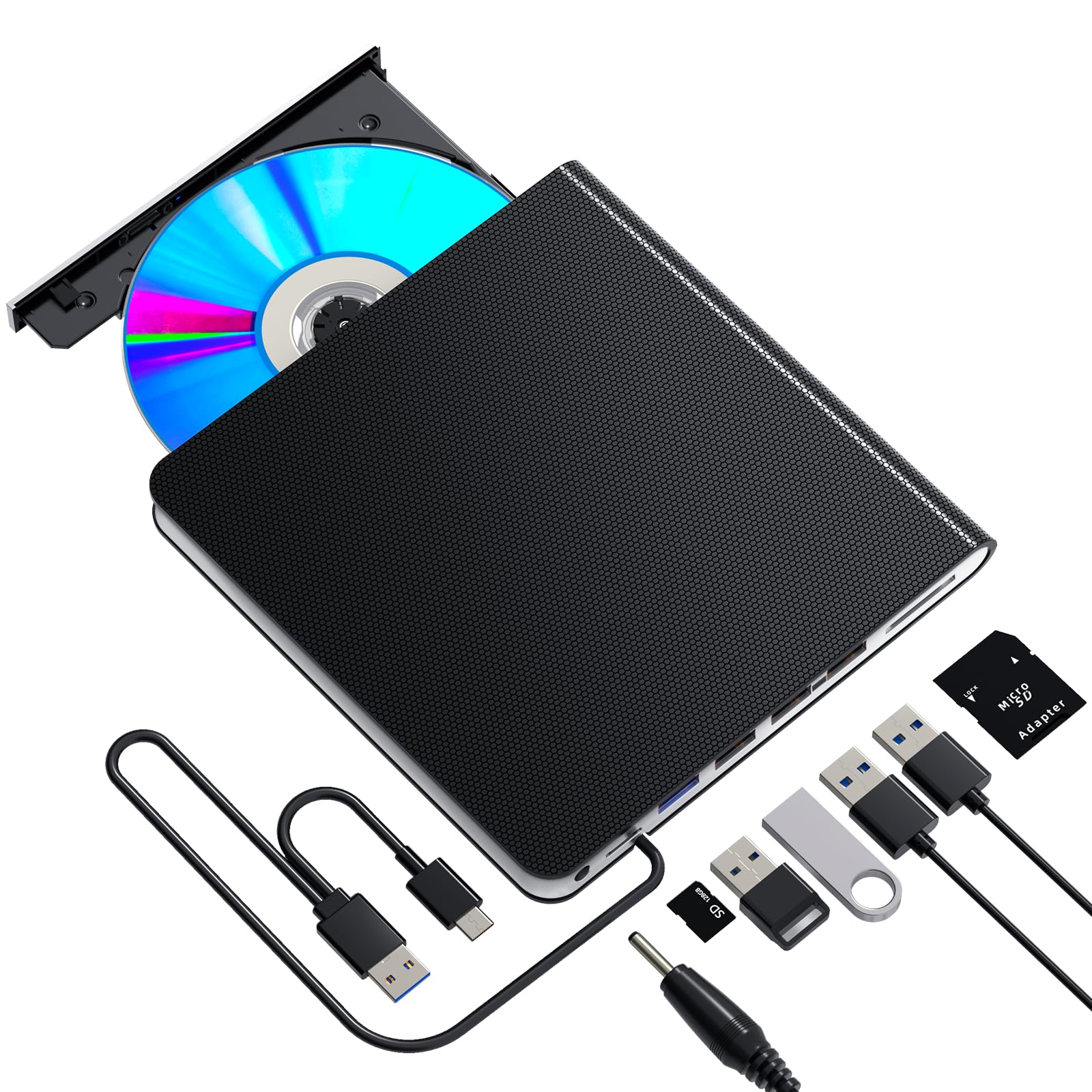 aelrsoch External Blu-ray Drive, USB External Blu-ray Writer, BD Drive ...