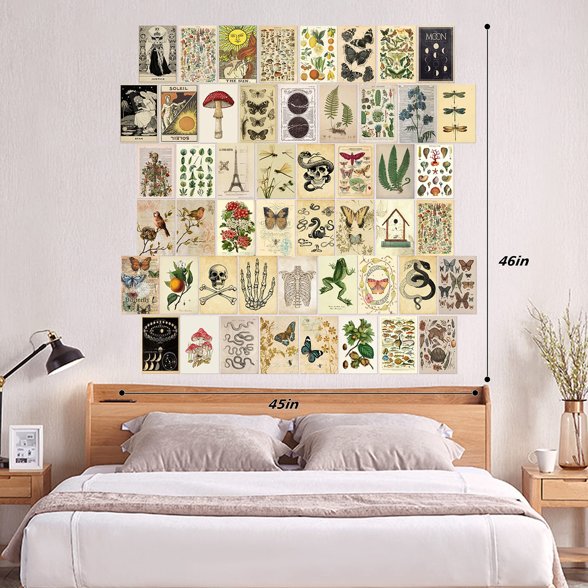 Vintage Aesthetic Wall Collage Kit 50 Mini Botanical, 50% OFF