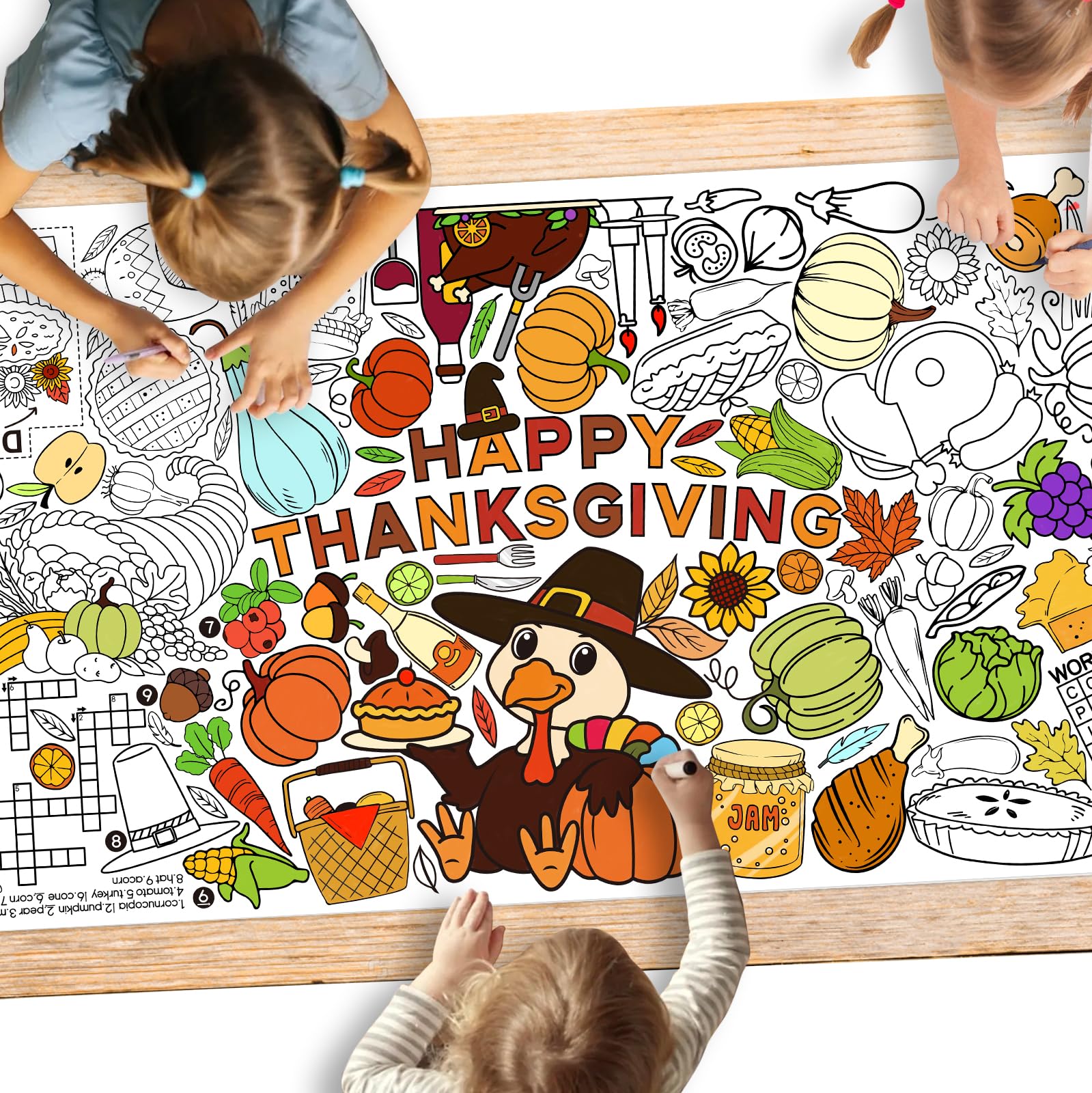 Amazon.com: Thanksgiving Activity Poster - 31.5 x 72 Inches,Turkey ...