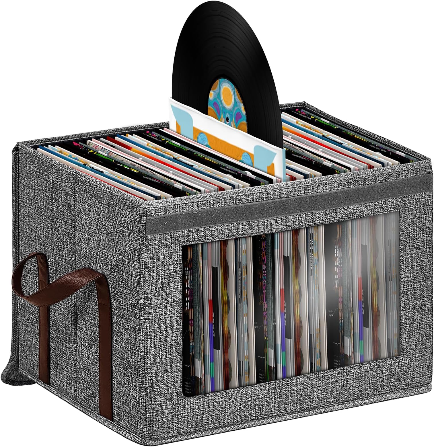 Amazon.com: ZICOTO Decorative Vinyl Record Storage Box for 50+ Single ...