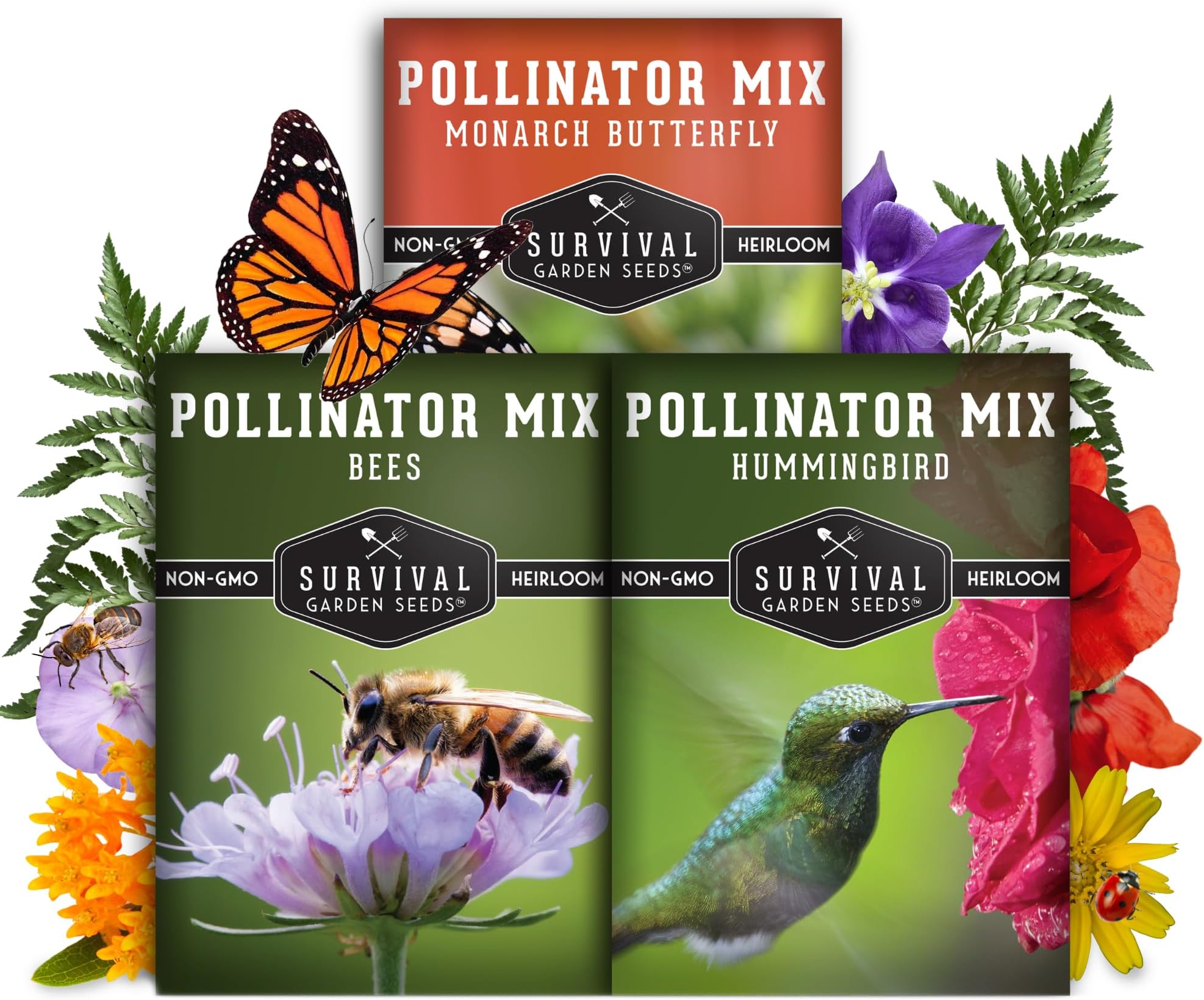 Amazon.com : Survival Garden Seeds Pollinator Flower Collection - 3 ...