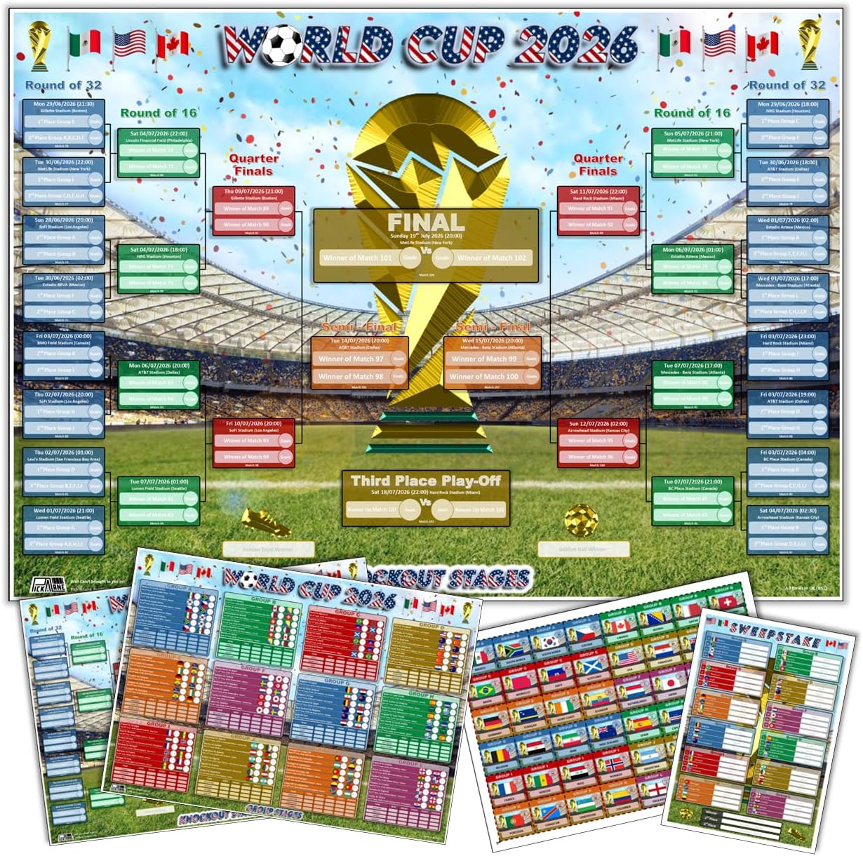World Cup 2026 Wall Chart & Sweepstake Kit – A2 Group & Knockout ...