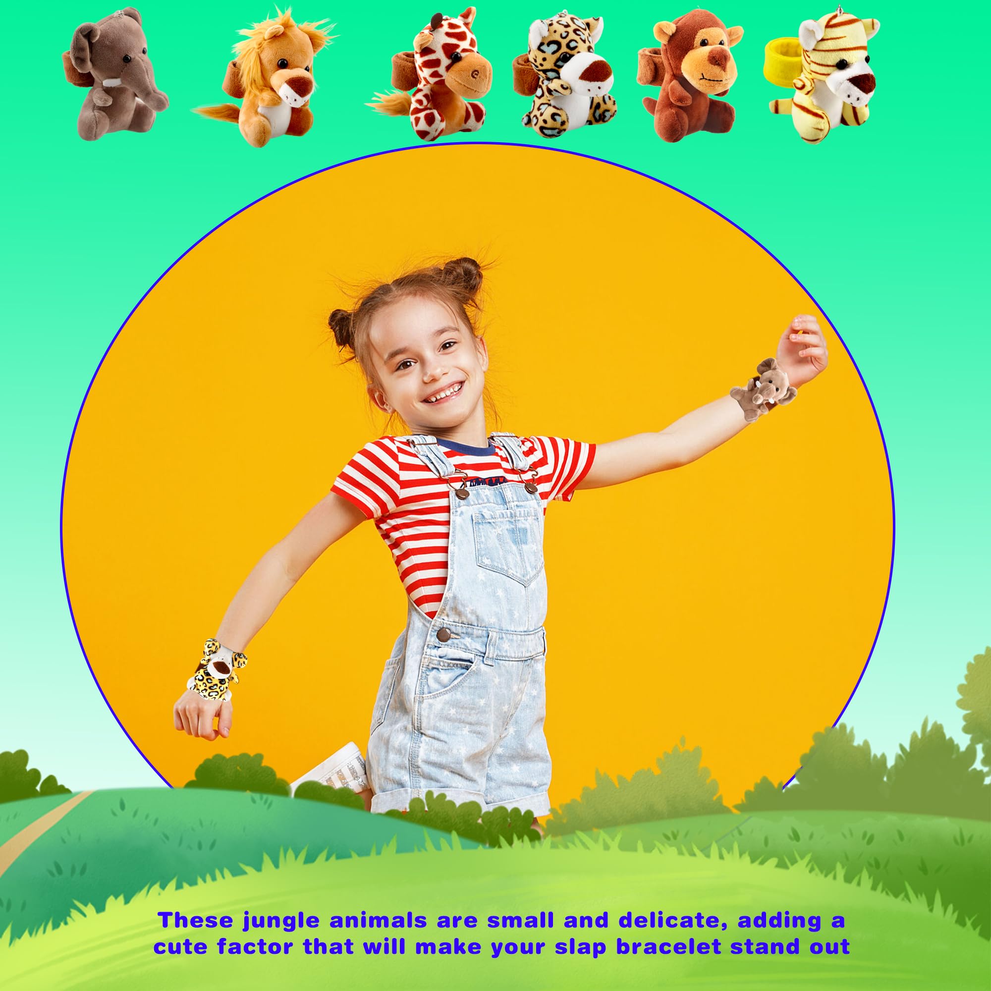 Snapklik.com : Haconba 12 Pack Stuffed Animal Slap Bracelet Small ...