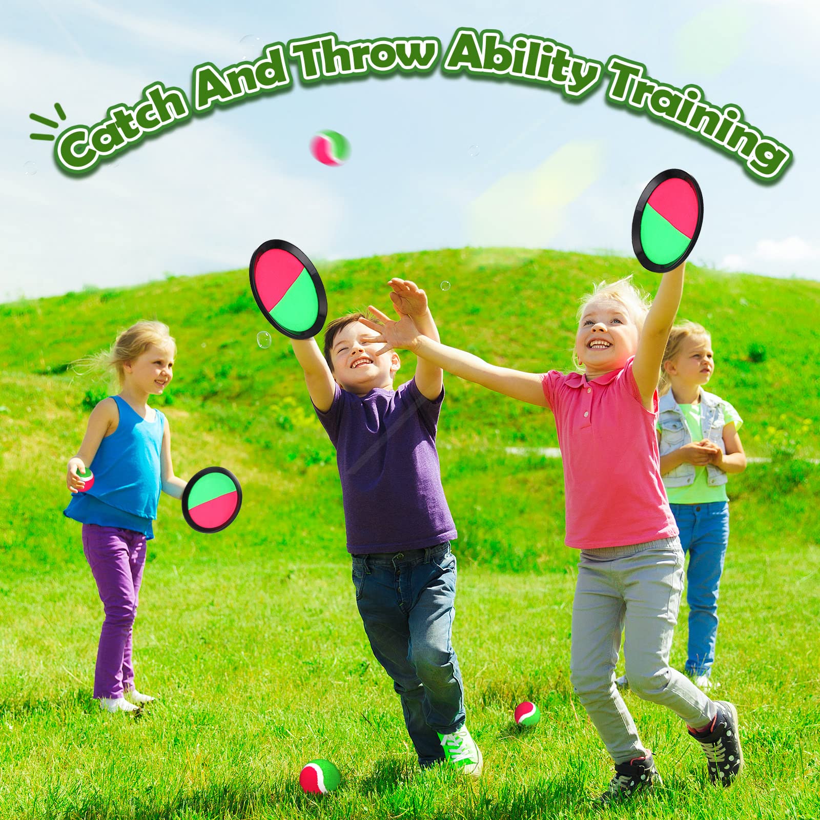 Snapklik.com : Kids Toys Toss And Catch Game Set 12 Paddles 6 Balls ...