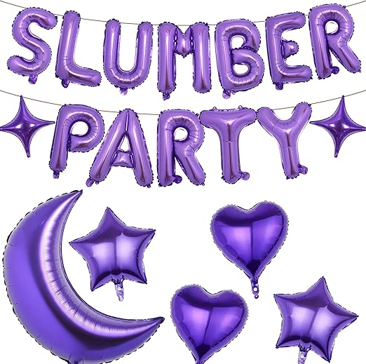 Amazon.com: Slumber Party Supplies for Girls Purple, 19 Pieces Pajamas ...