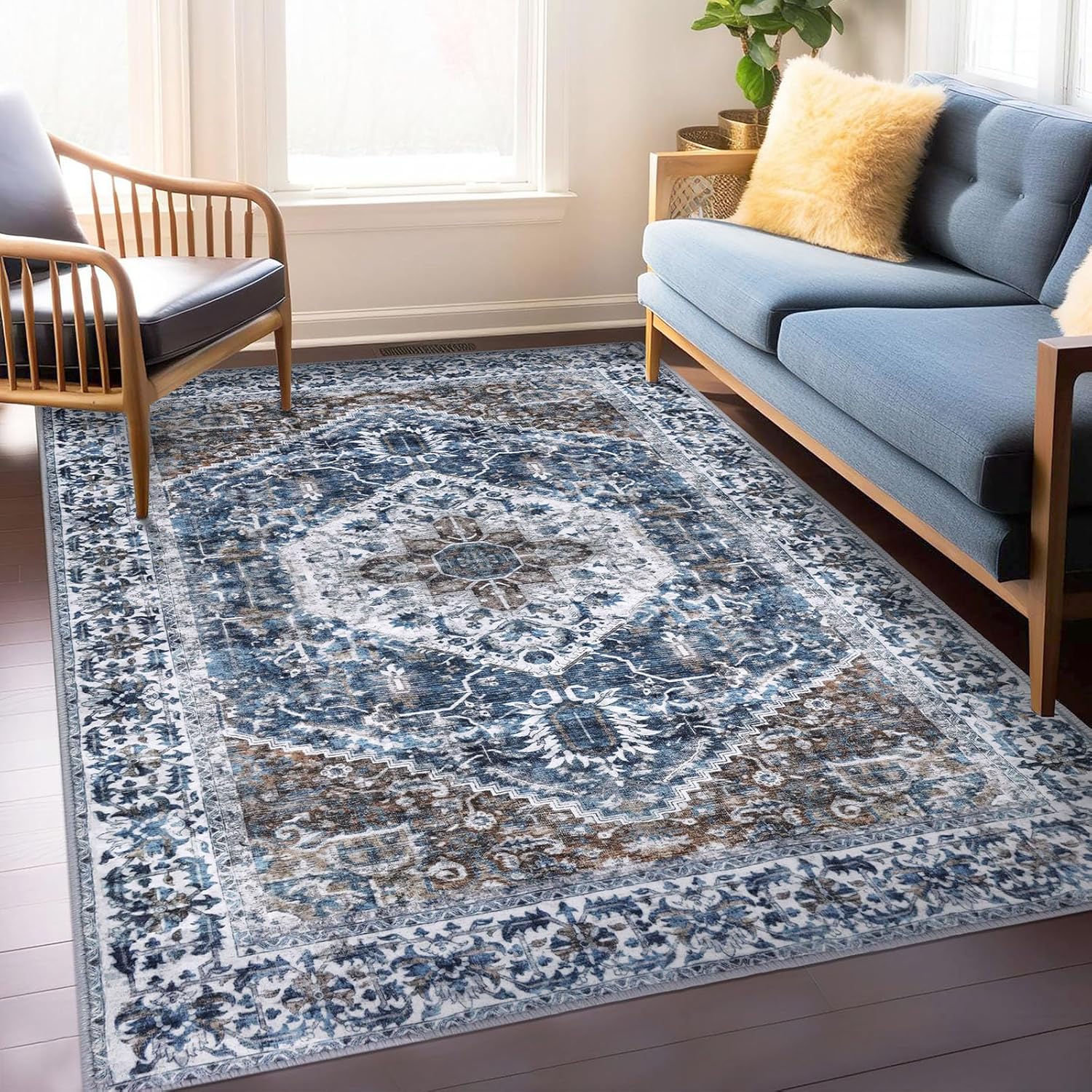 Amazon.com: KOZYFLY Boho Area Rug 4x6 Ft Rugs for Entryway Washable ...