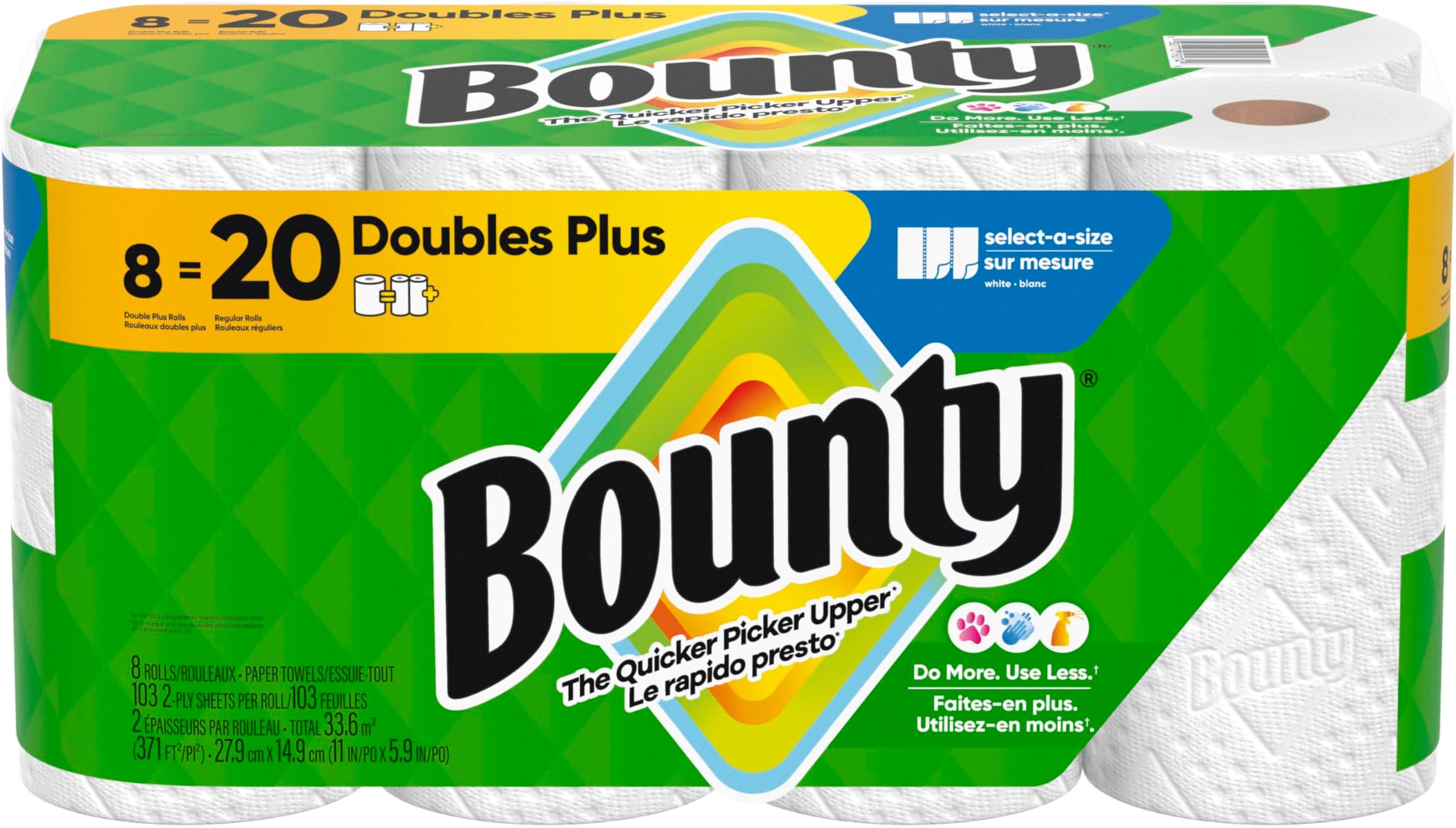 Amazon.com: Bounty Paper Towels Select-A-Size, White, 8 Double Plus ...
