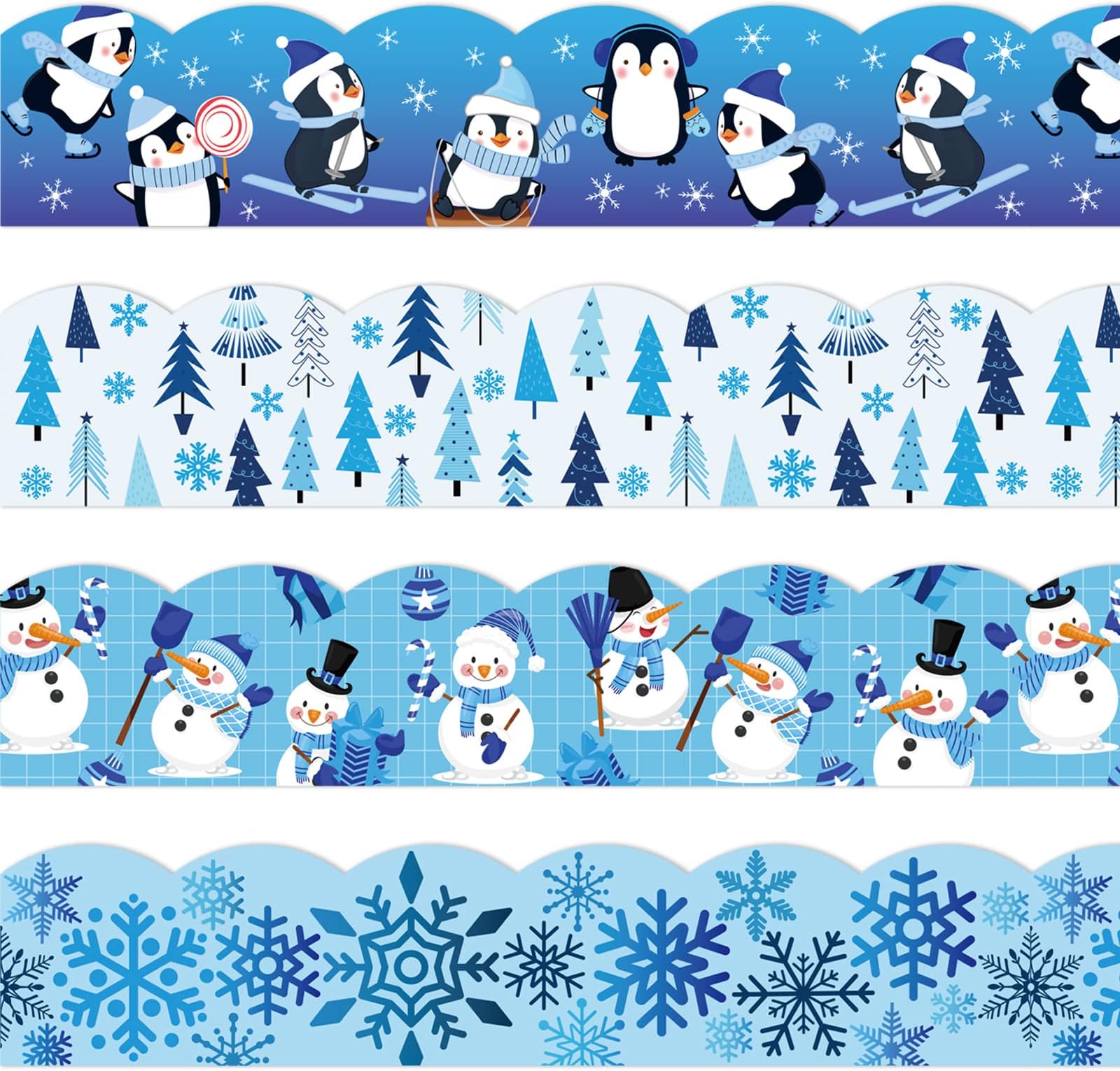 Amazon.com: Whaline 69Ft Winter Bulletin Board Border Decorations Blue ...
