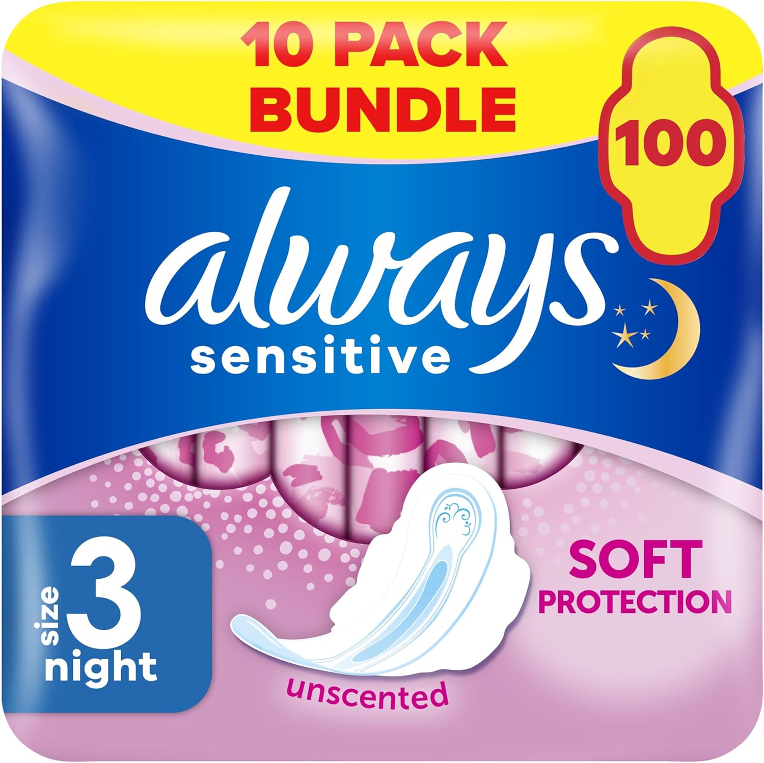 Always Sensitive Ultra Night Sanitary Towels with Wings, Size 3, 100 ...