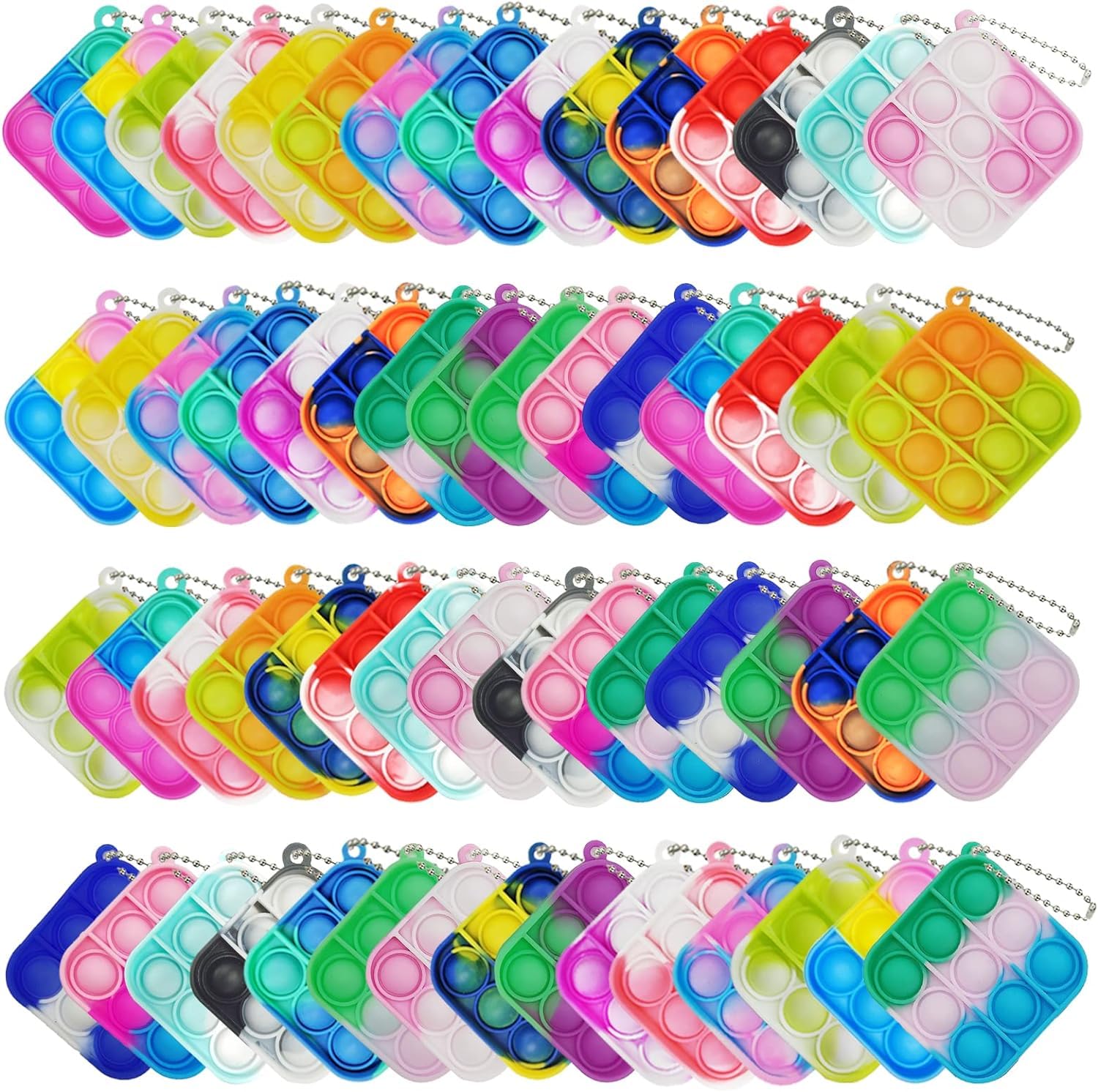 60Pcs Mini Pop Fidget Toys Pop Keychain Fidget Toy Push Bubble Pop ...