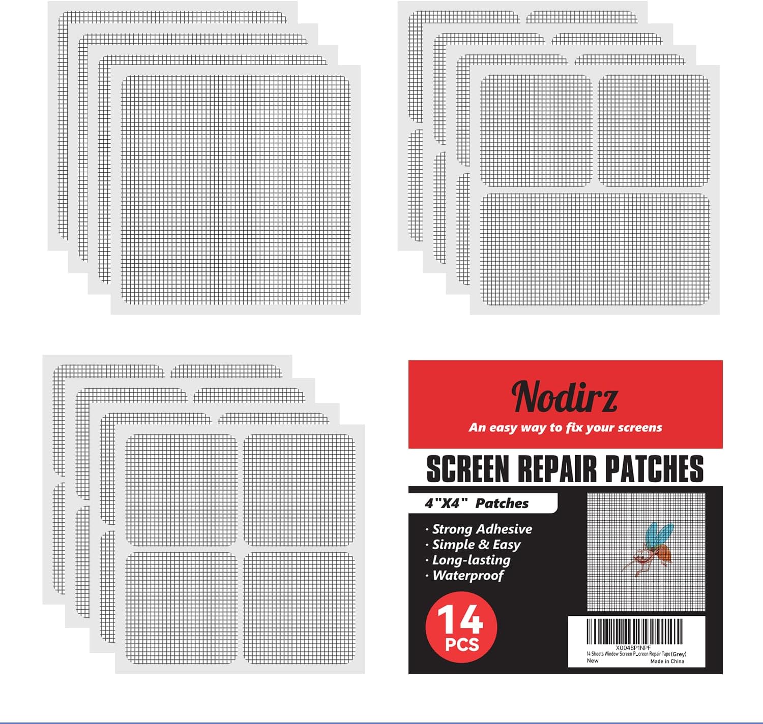 Amazon.com: 14 Sheets Window Screen Repair Kit,3 Sizes Strong Adhesive ...