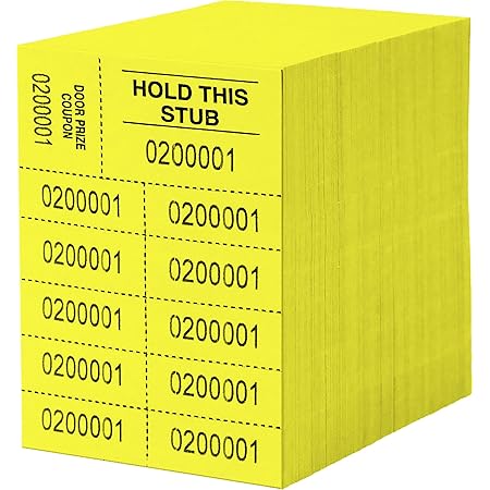 Amazon.com : 250 Sheet 10 Number Chinese Auction Ticket Sheets Yellow ...