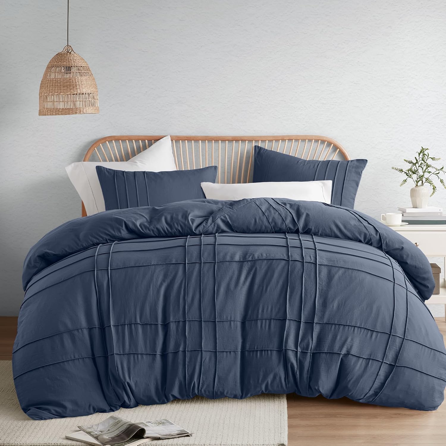 Amazon.com: Comfort Spaces Navy Cal King Size Duvet Cover Set - 3-pc ...