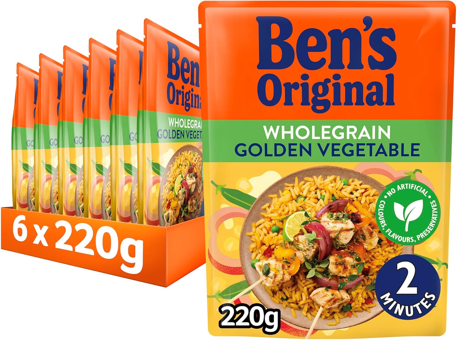 BEN'S ORIGINAL Wholegrain Brown Golden Vegetables Microwave Rice, Bulk ...