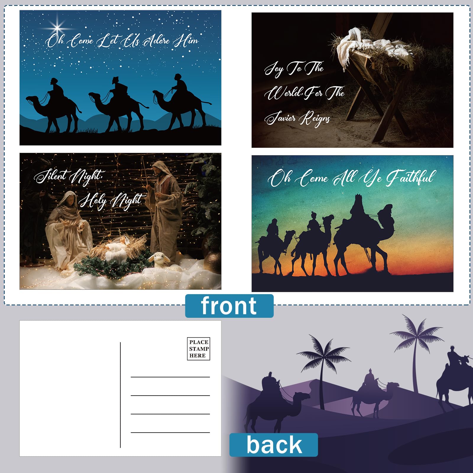 Printable Christian Postcards 40 Pack Religious Set: Blank Bible Verse