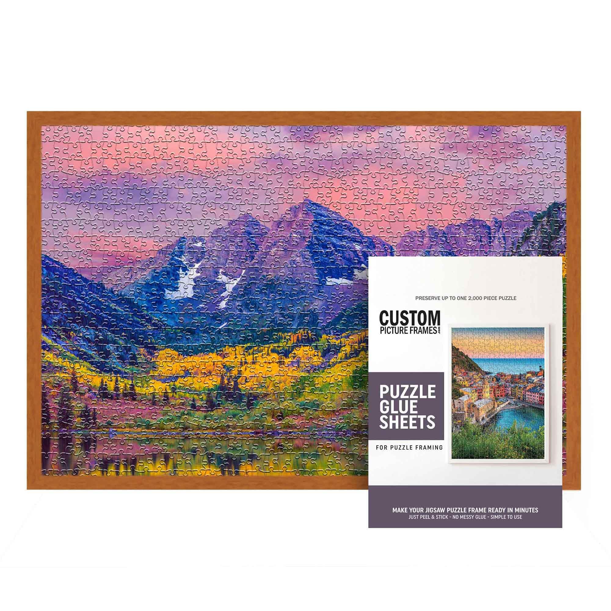 Amazon.com: 21.25x15 Puzzle Frame Kit with Glue Sheets | Light Brown ...