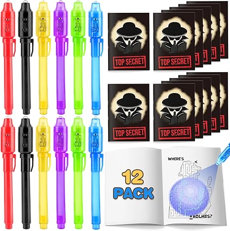Amazon.com: GIFTINBOX Invisible Ink Pens with UV light for Kids, Spy Pen Party Favors for Kids 8 ...