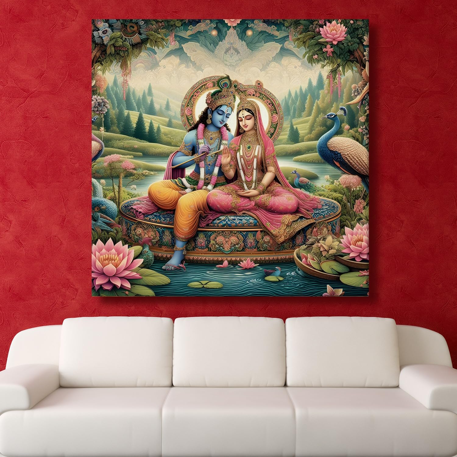 PAPER PLANE DESIGN Lord Radha Krishna Divine Large Wall Art ...