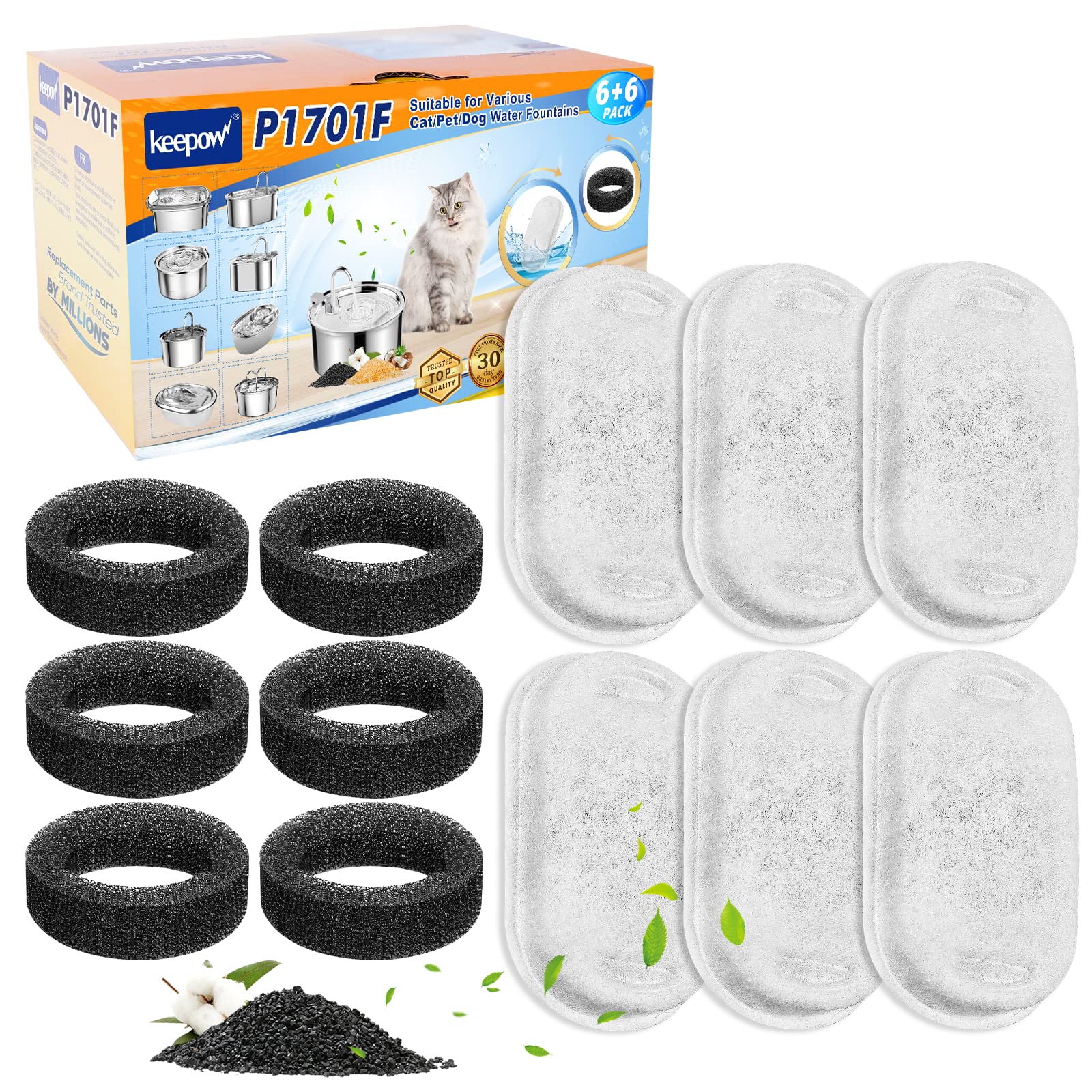 Snapklik.com : KEEPOW Cat Water Fountain Filter For 108oz/32L 67oz/2L Stainless Steel Pet ...