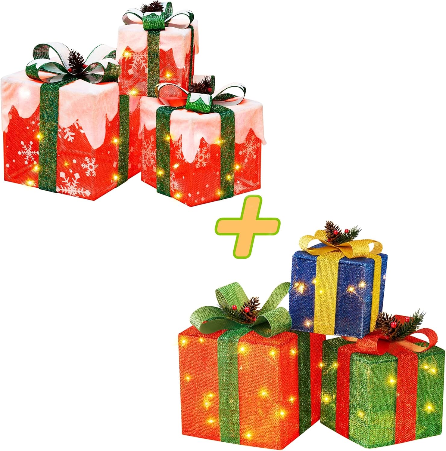 Amazon.com: Set of 3 Christmas Lighted Gift Boxes Decorations, Pre-lit ...